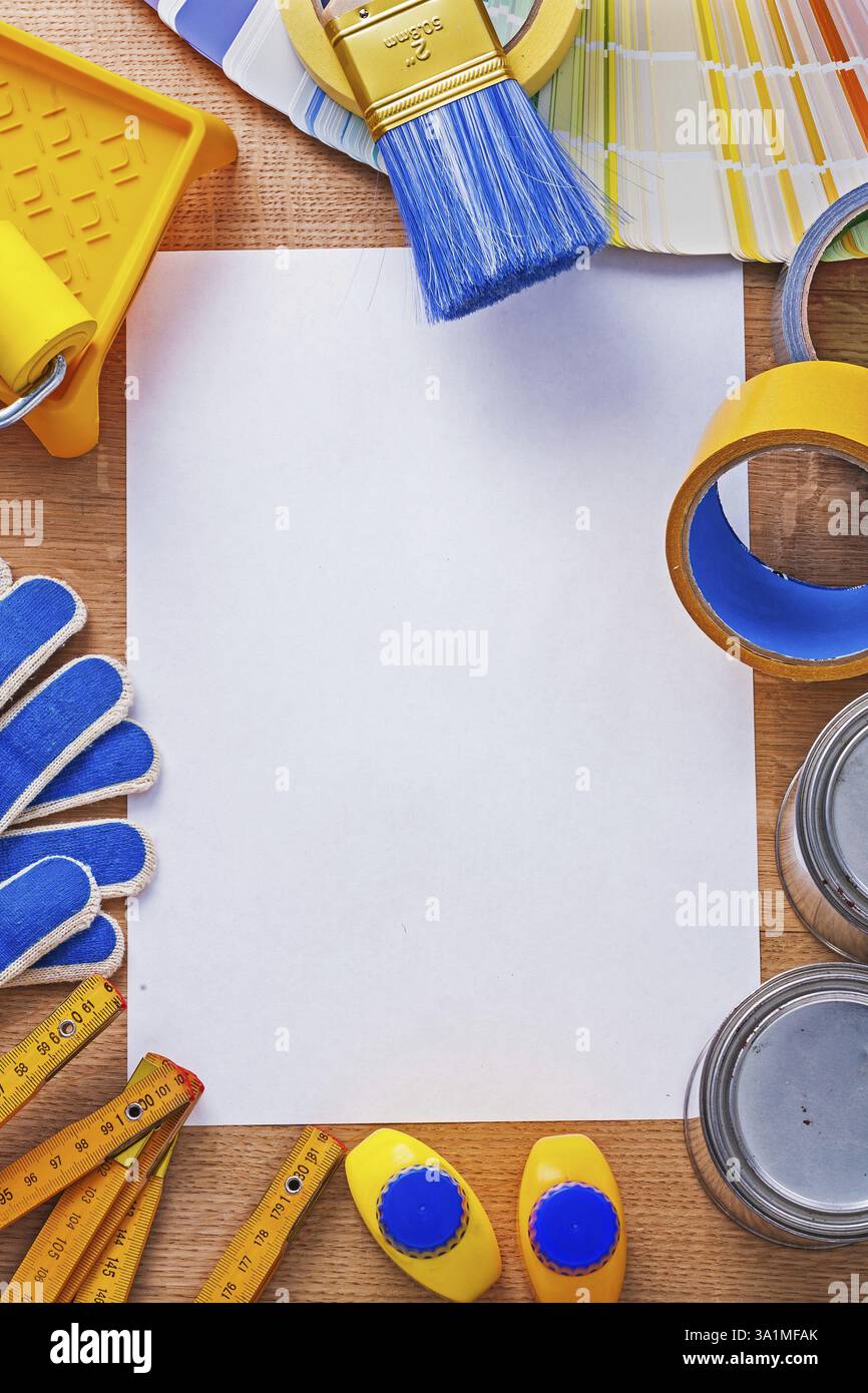 Pantone fan clean paper and collection of repair objects construction ...