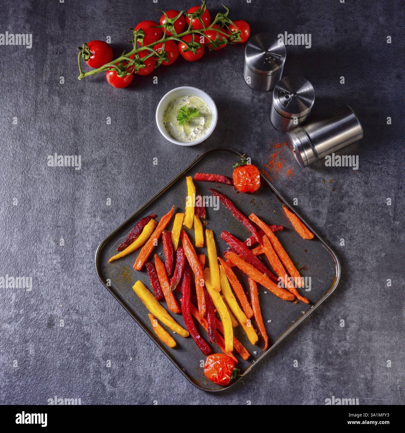 Colorful vegetable fries from the oven Stock Photo - Alamy