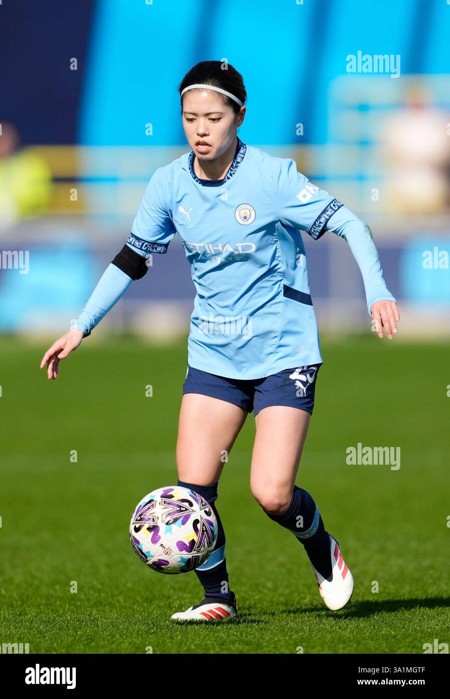 Manchester City's Yui Hasegawa during the Adobe Women's FA Cup quarter-final match at The Joie ...