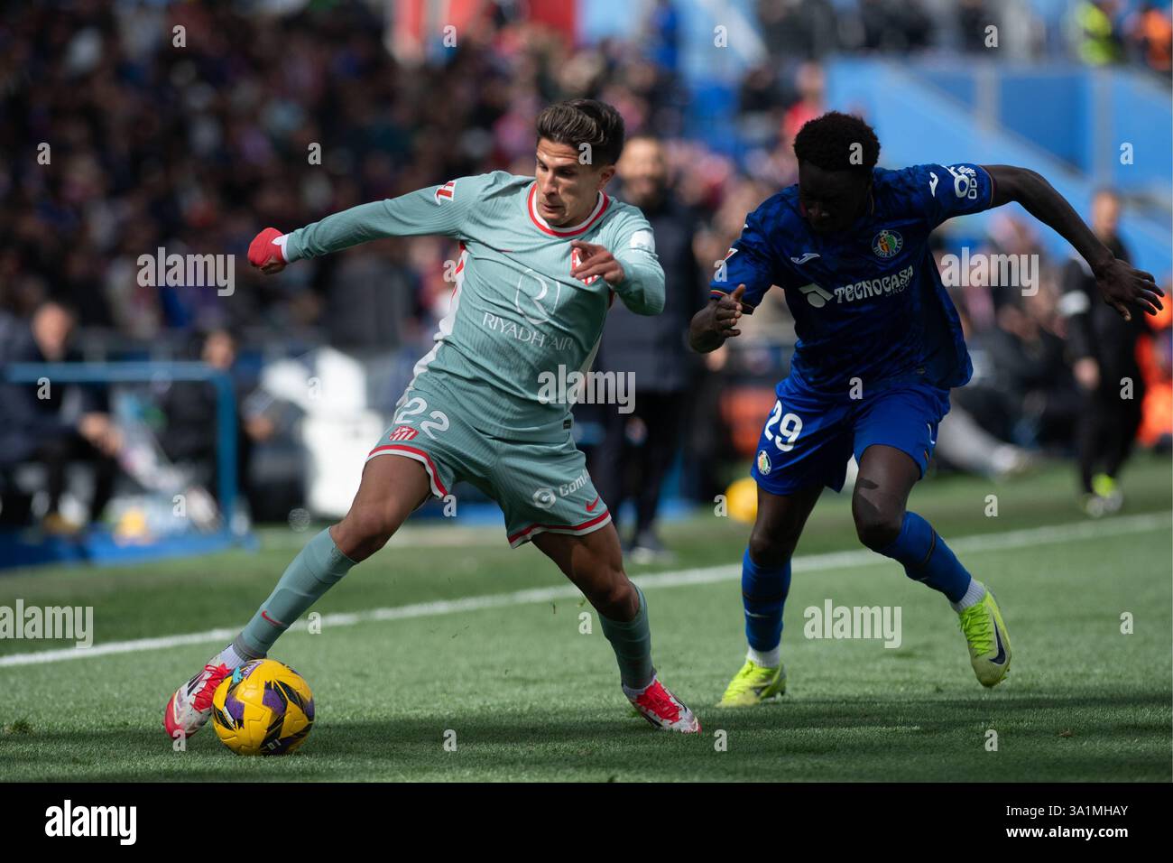 Spanish La Liga EA Sports soccer match Getafe vs Atletico de Madrid at ...