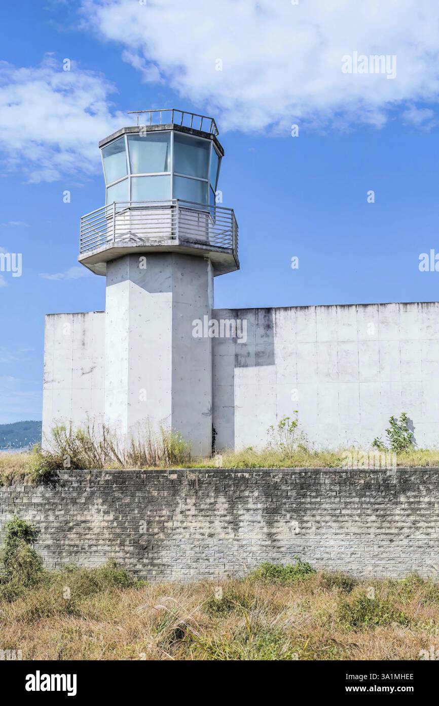 Iksan, South Korea, October 15, 2022: Guard tower and exterior wall of ...
