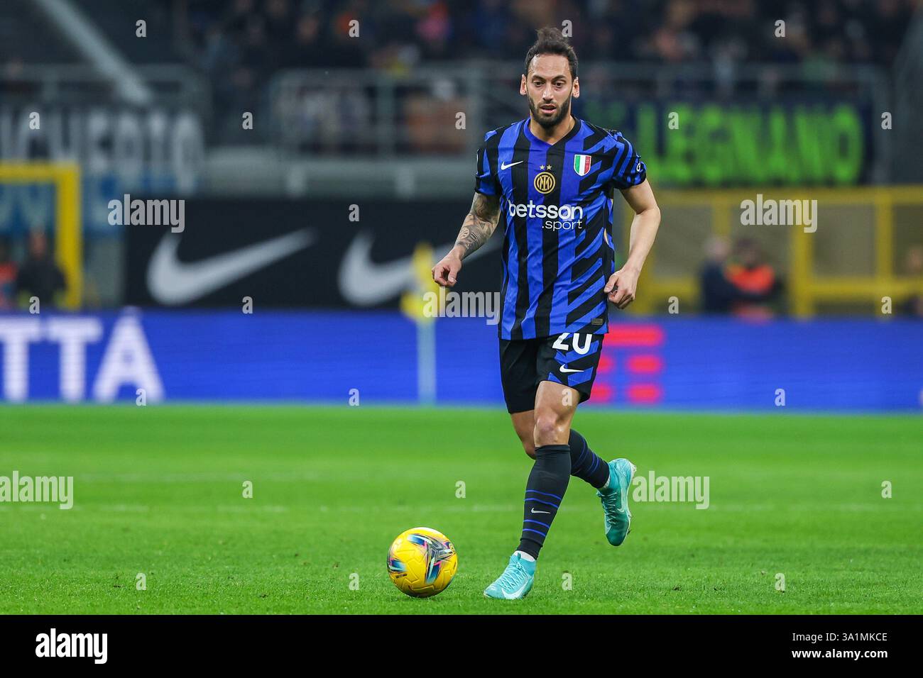 Hakan Calhanoglu of FC Internazionale seen in action during Serie A ...