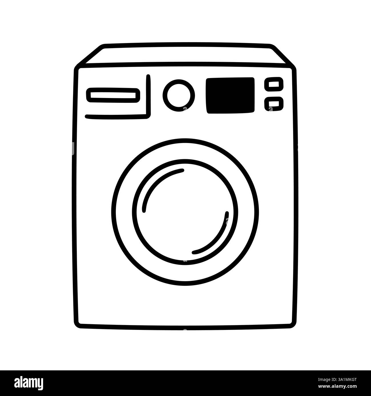 Front loading washing machine drawing. Hand drawn cartoon doodle. Simple vector icon Stock ...