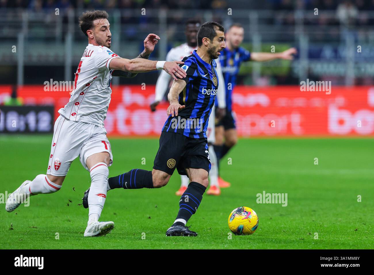(R-L) Henrikh Mkhitaryan of FC Internazionale seen in action with Gaetano Castrovilli of AC ...