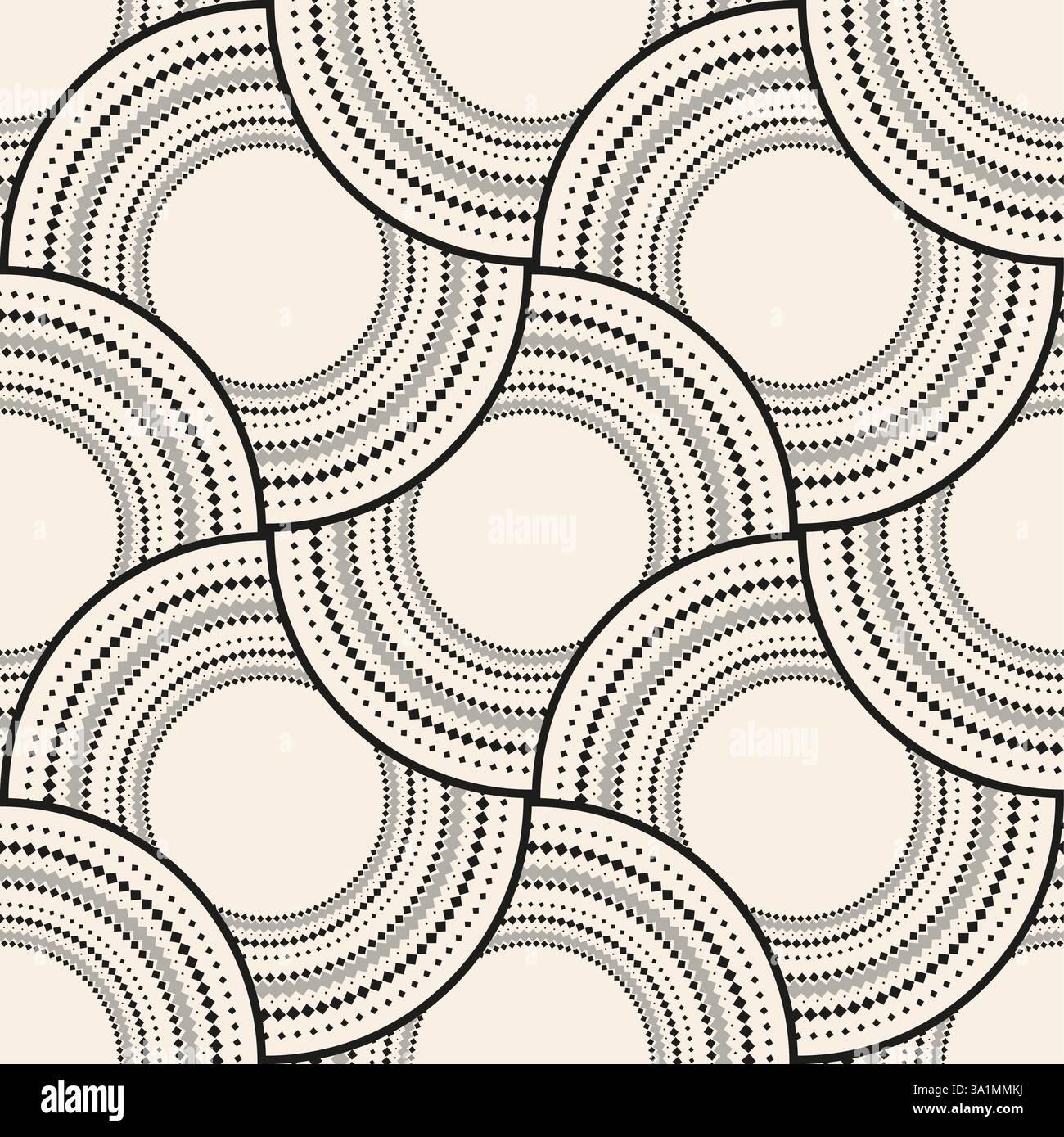 Black grey ornamental geometric pattern with concentric circles on ...