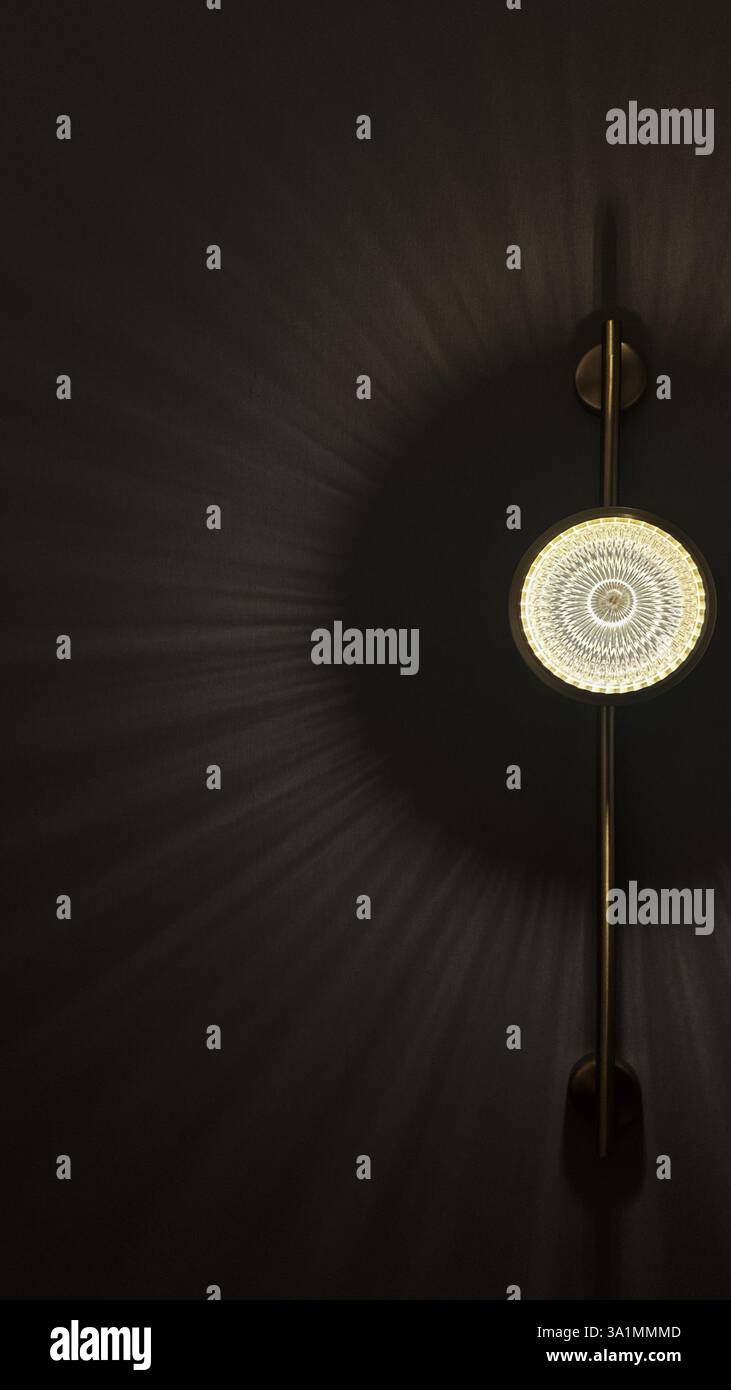 Beautiful wall light lamp or sconce on wall, leaving patterns from ...