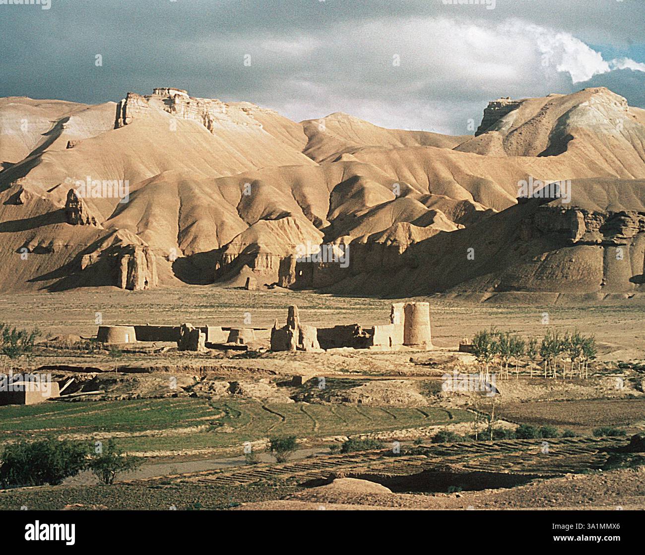 Ruined fortified house called Kala in the Afghan desert not far from ...