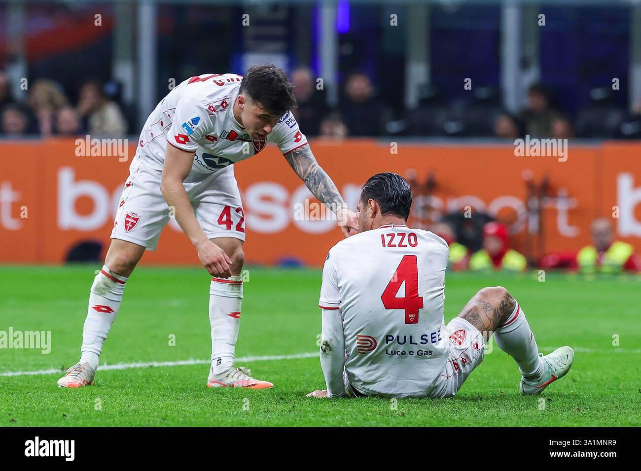 Milan, Italien. 08th Mar, 2025. (R-L) Armando Izzo of AC Monza and ...