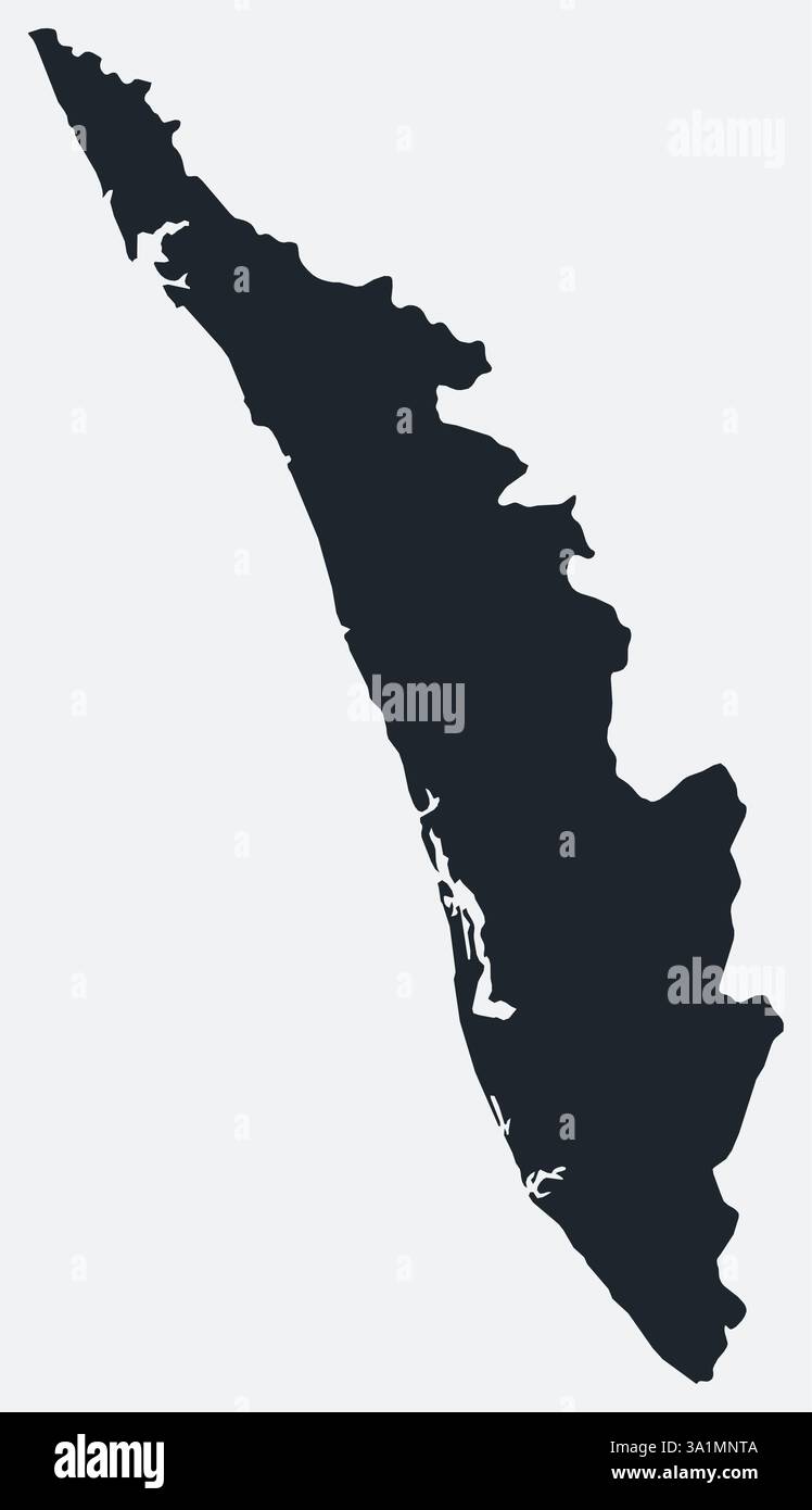 Kerala map. Just a simple border map. Shape of the state. Flat blank ...