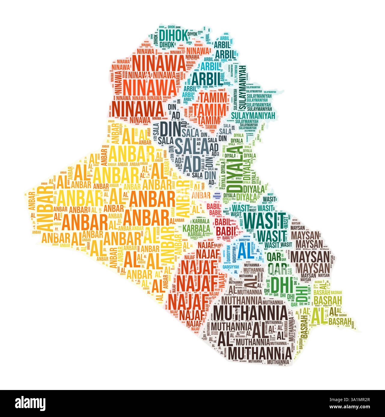 Iraq region word cloud. Country shape design. Iraq colored illustration ...