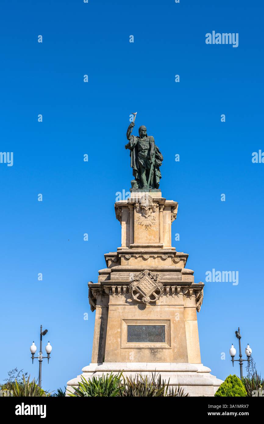 View of the monument statue of Roger De Lauria located at the end of ...