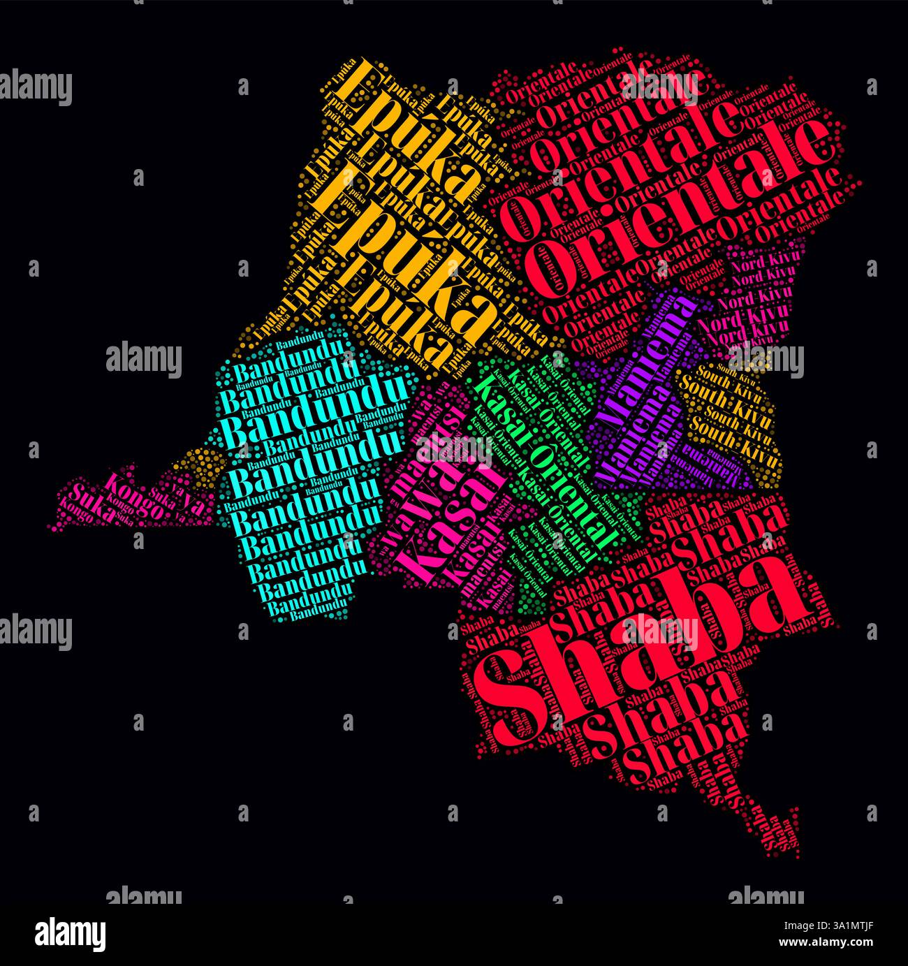 Democratic Republic of the Congo Word Cloud. Region names of the ...