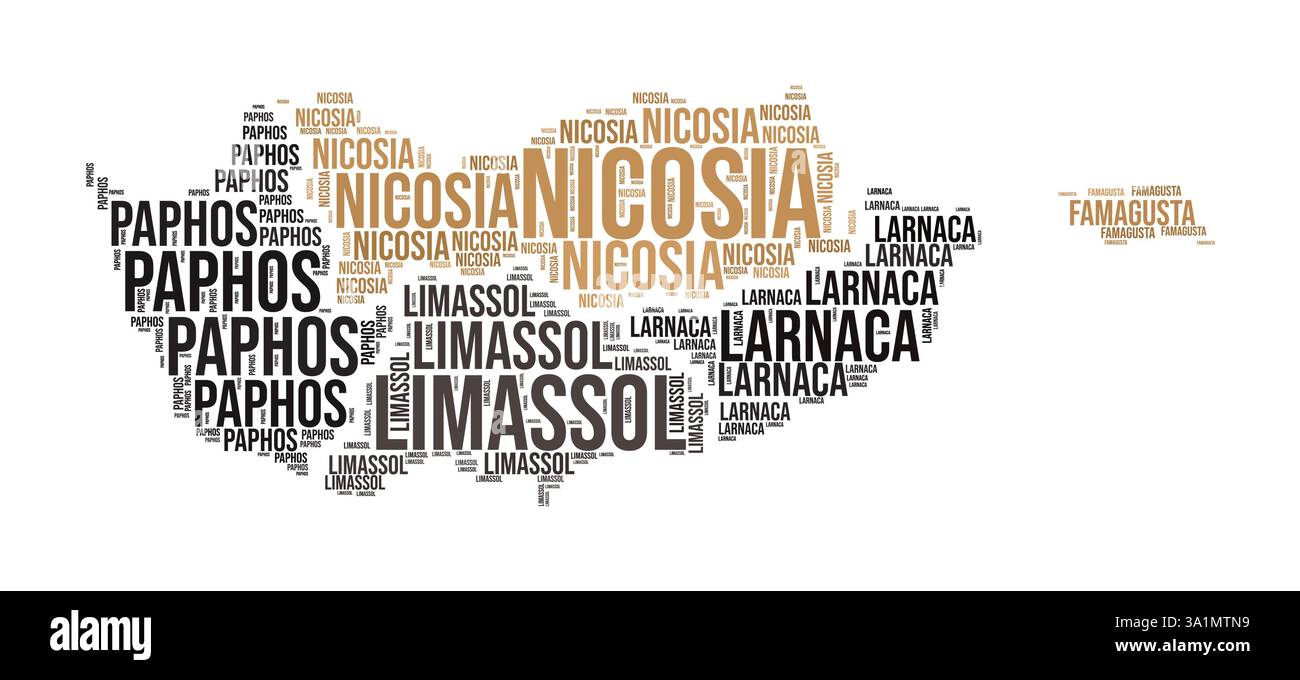 Cyprus Word Cloud. Country shape with region division. Cyprus ...
