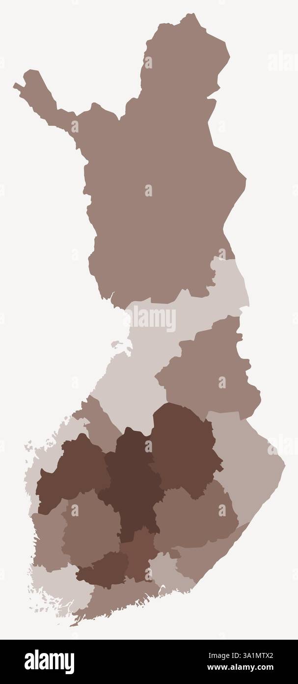 Map of Finland with regions. Just a simple country border map with ...