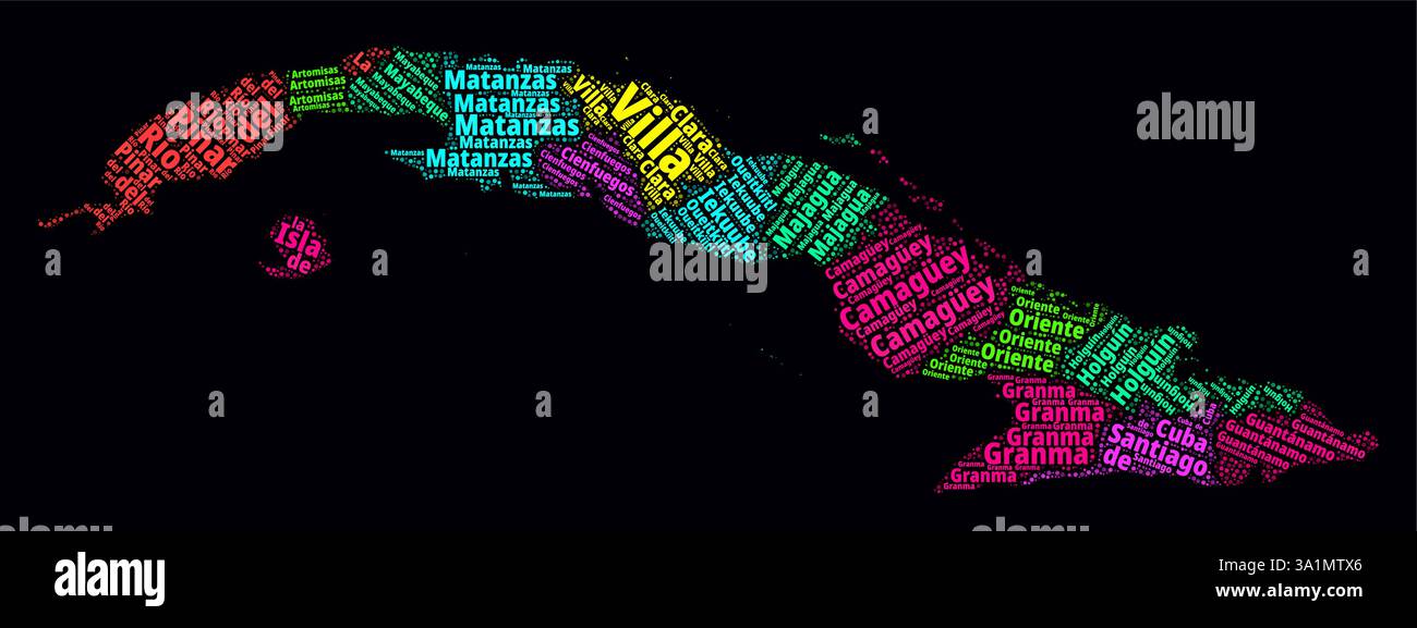 Cuba Word Cloud. Region names of the country in Spanish language ...