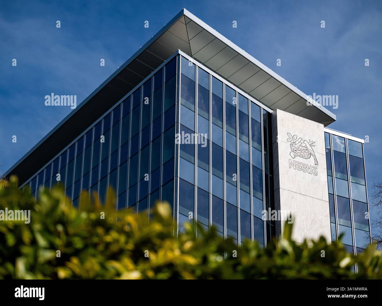 A sign of the world's biggest food company Nestle is seen at their headquarters on in Vevey ...
