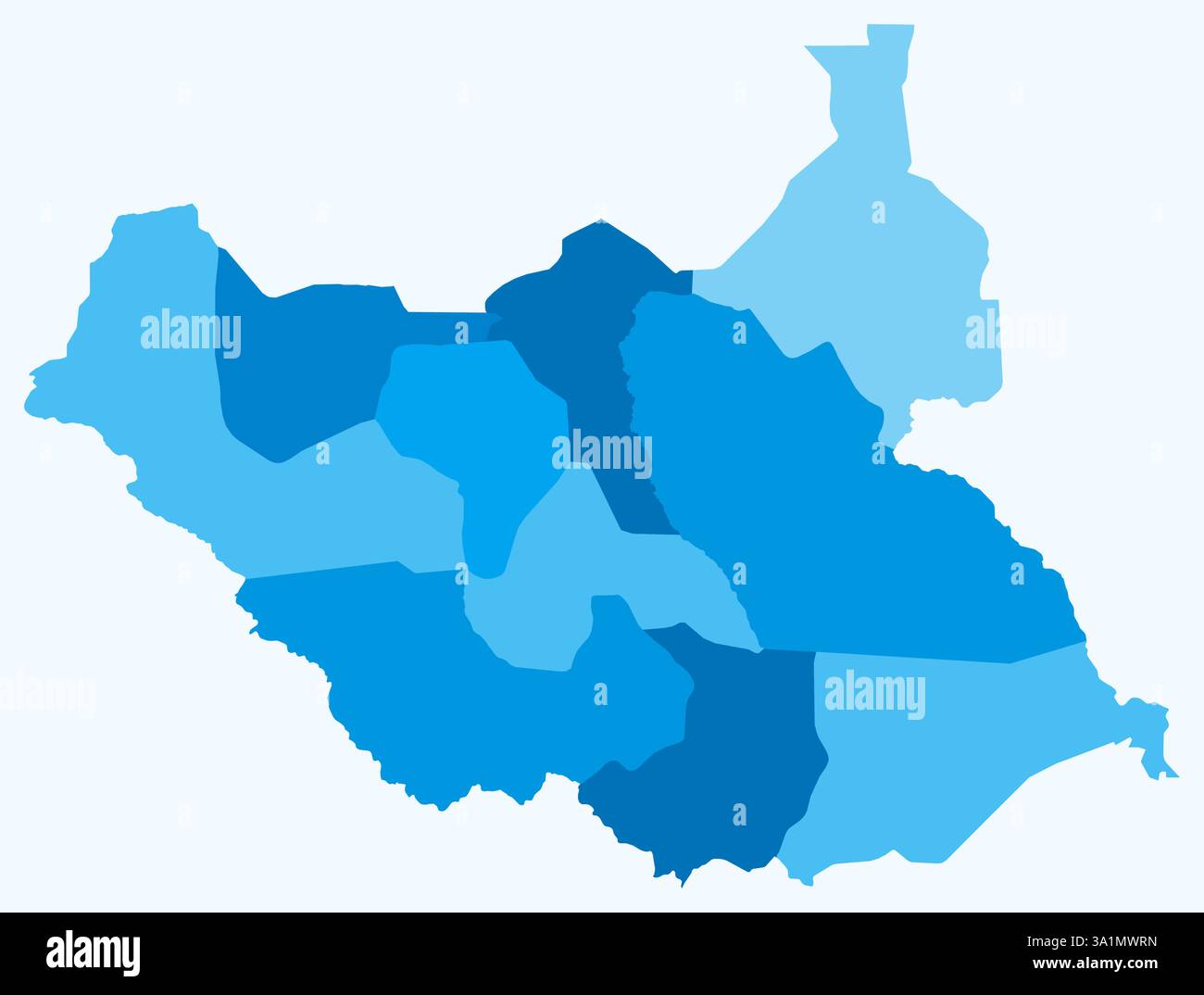 Map of South Sudan with regions. Just a simple country border map with ...