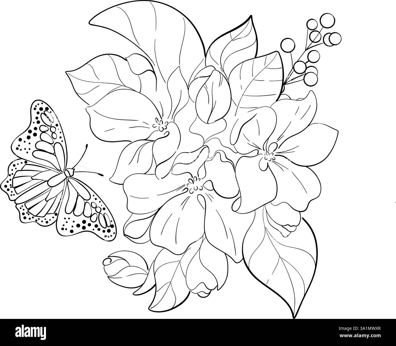 Sakura tree japanese watercolor Black and White Stock Photos & Images ...