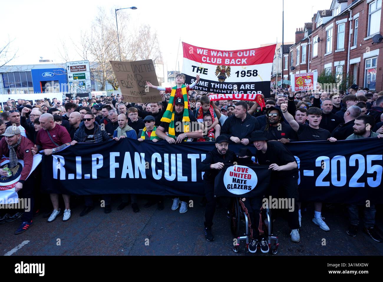 A general view as Manchester United fans protest against the clubs ...