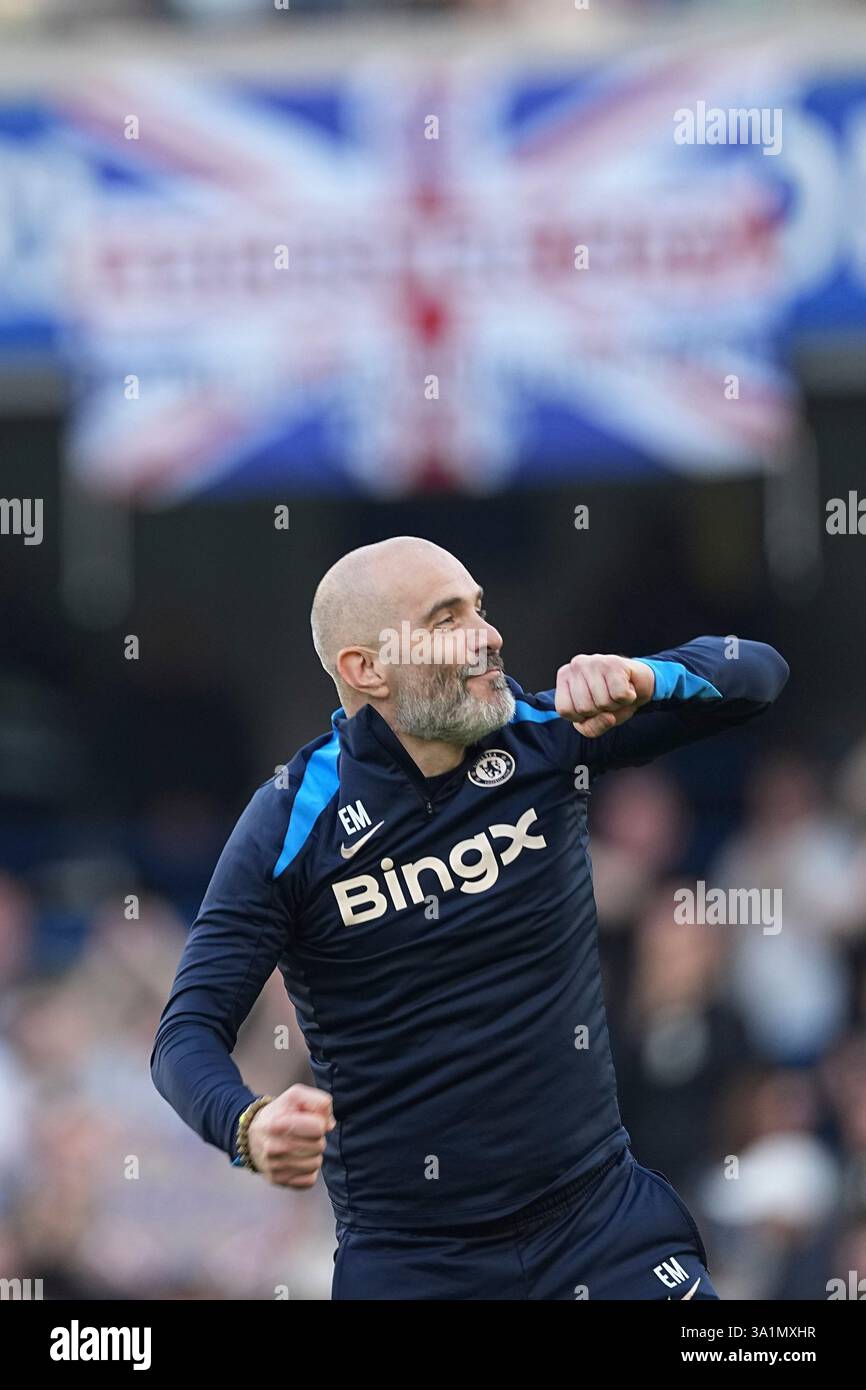 Chelsea's head coach Enzo Maresca celebrates at the end of the English ...