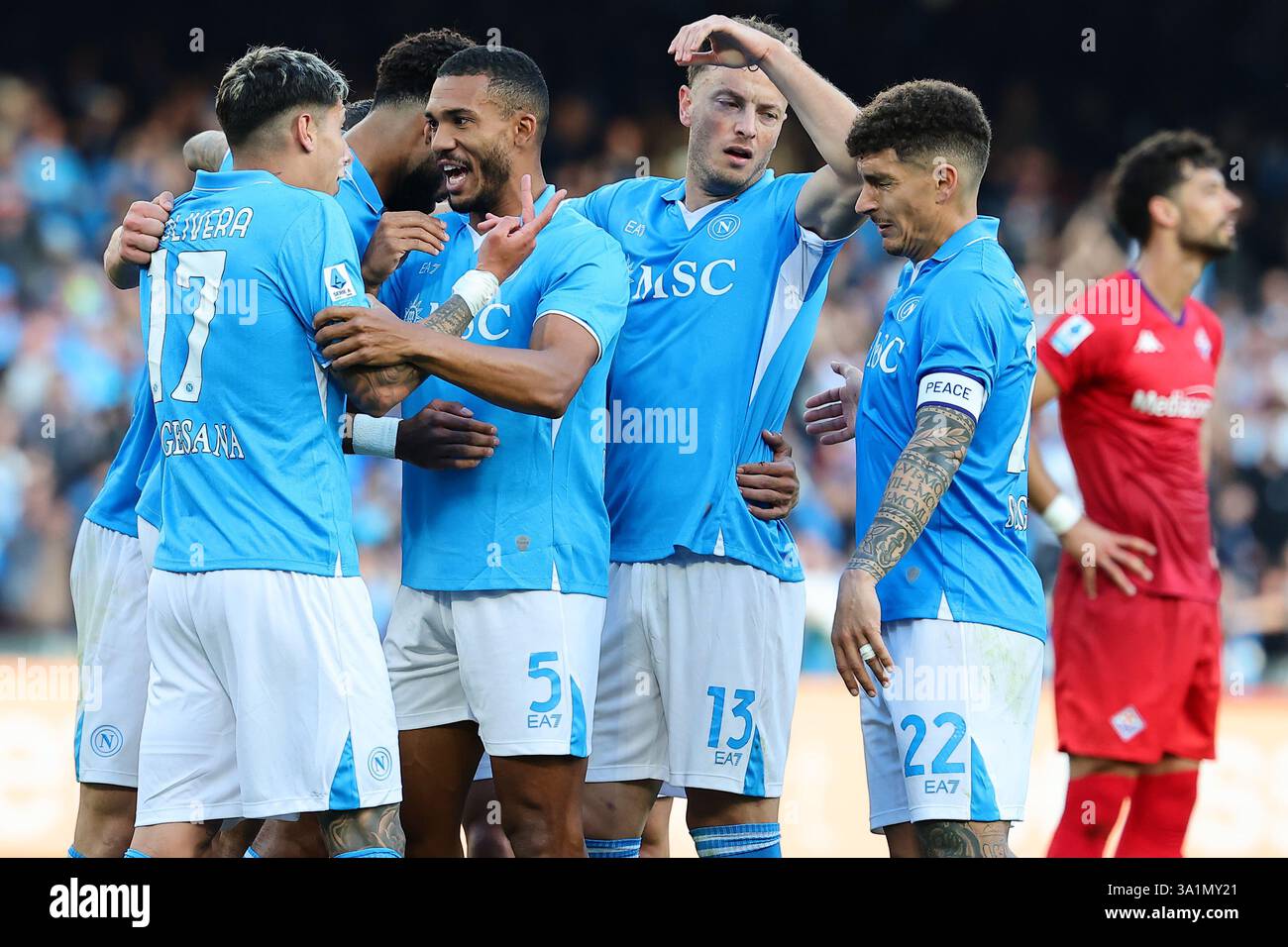 Naples, Italy. 09th Mar, 2025. SSC Napoli players celebrate at the end ...