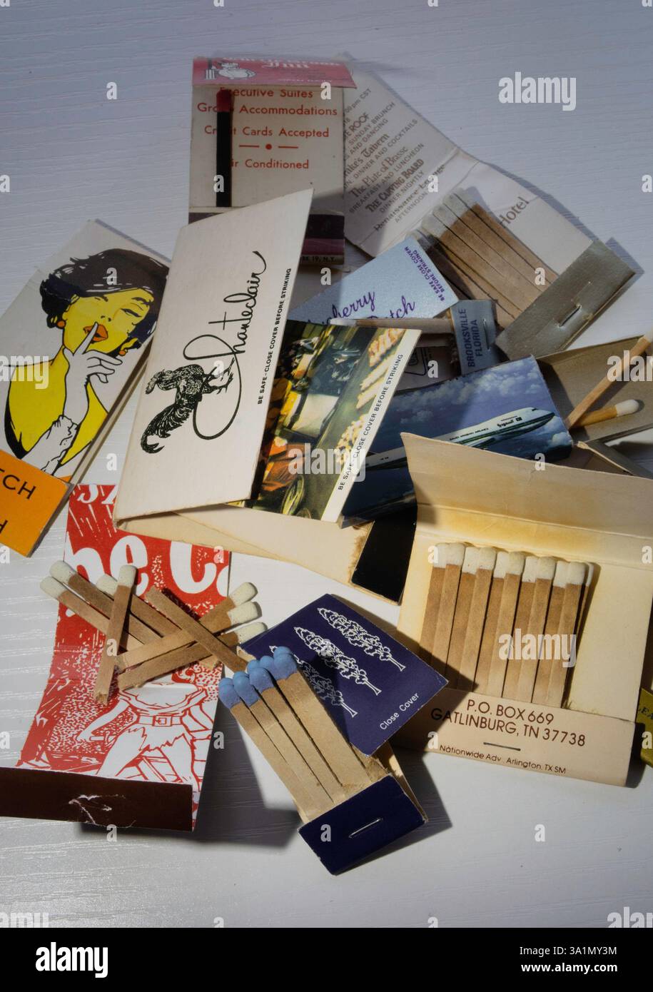 Collection of vintage matches, USA Stock Photo - Alamy