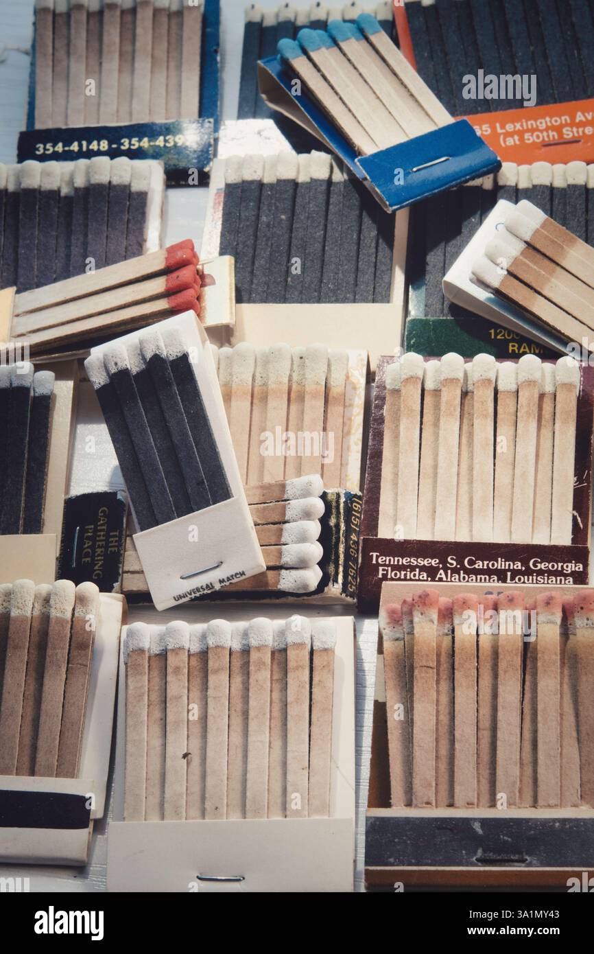 Collection of vintage matches, USA Stock Photo - Alamy