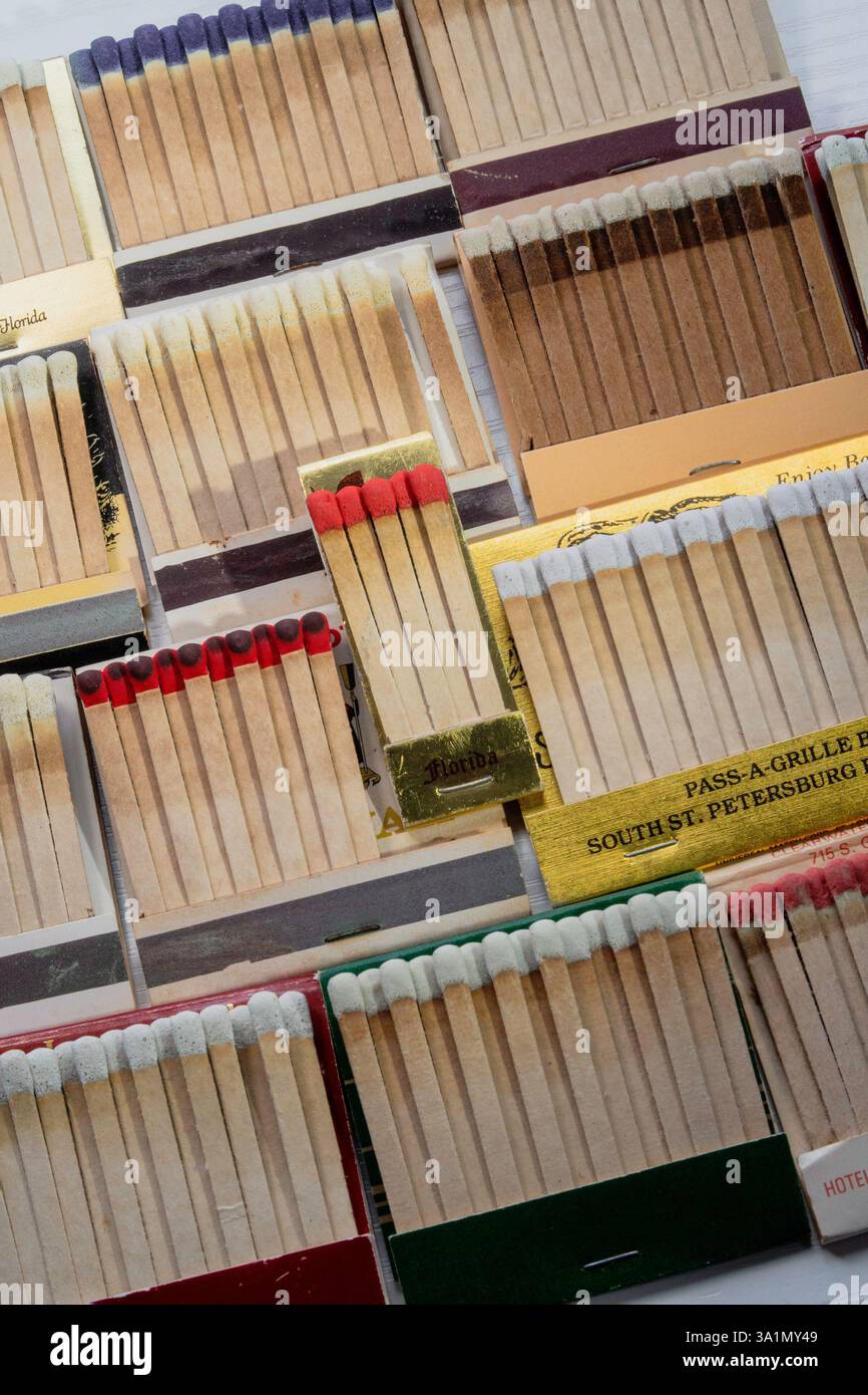 Collection of vintage matches, USA Stock Photo - Alamy
