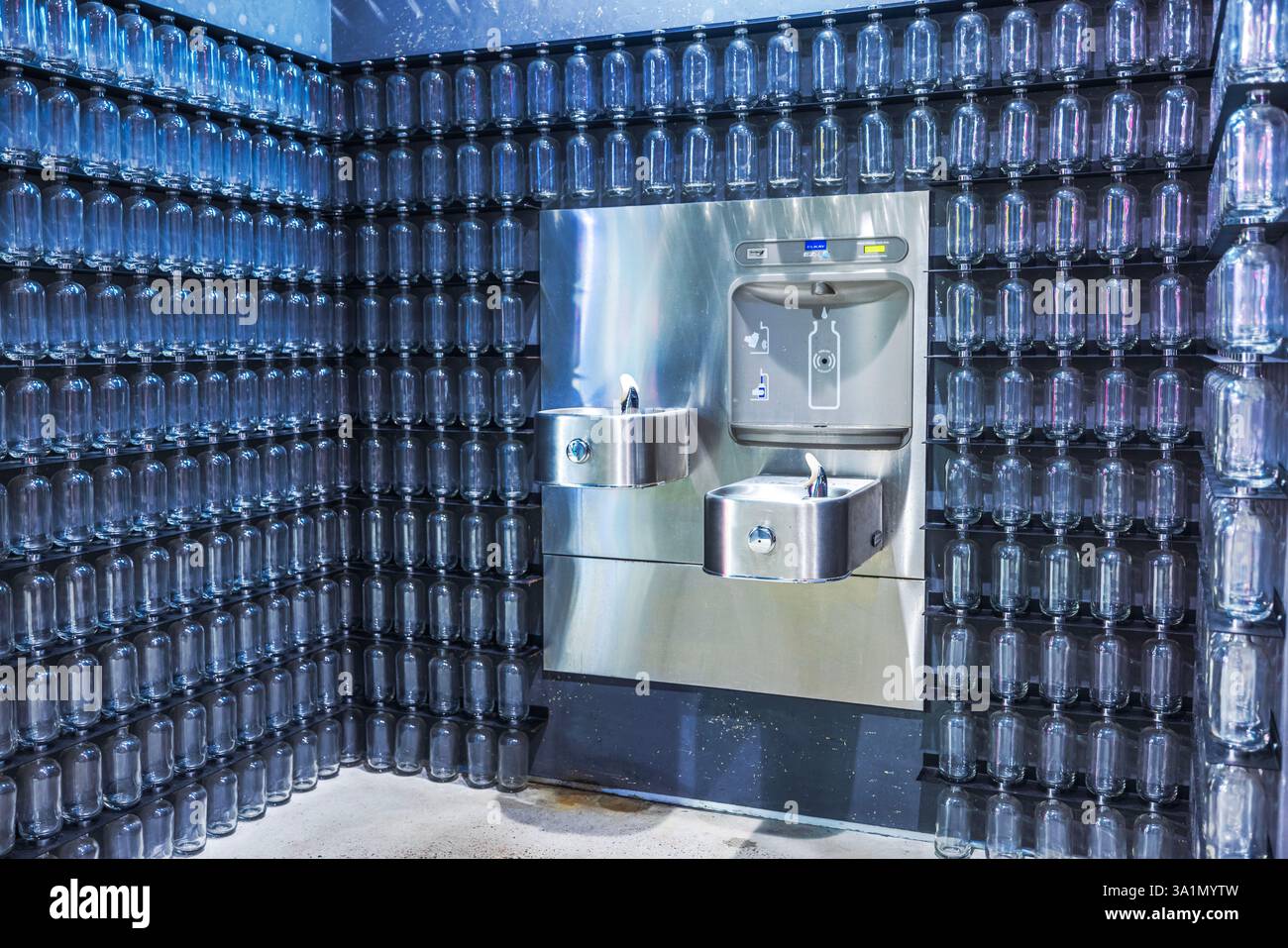 Modern water fountain with bottle refill station in an interior design ...