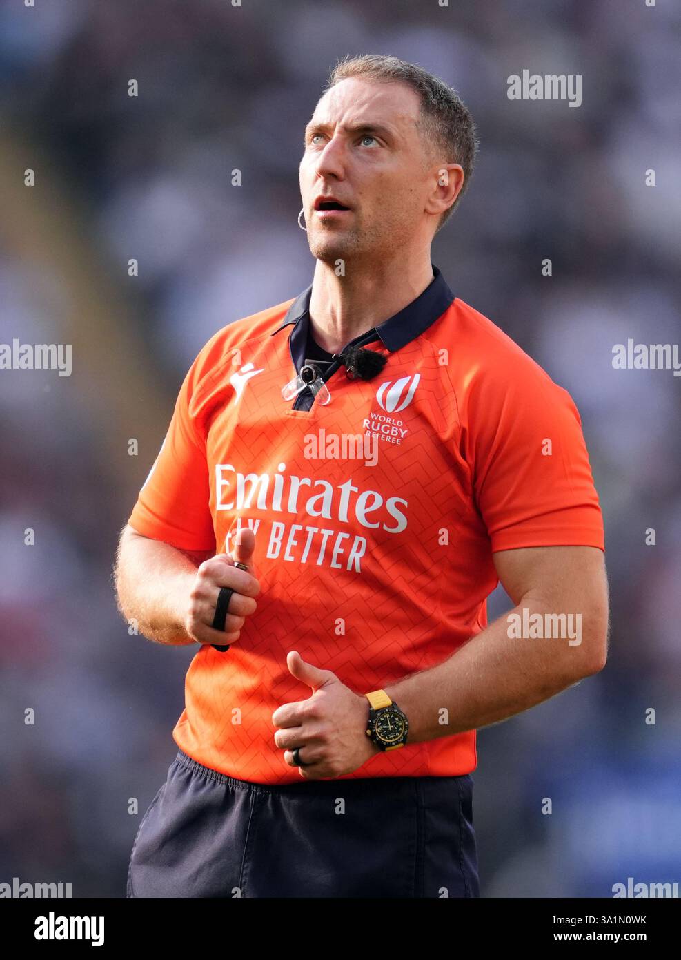 Referee Andrew Brace during the Guinness Men's Six Nations match at the ...