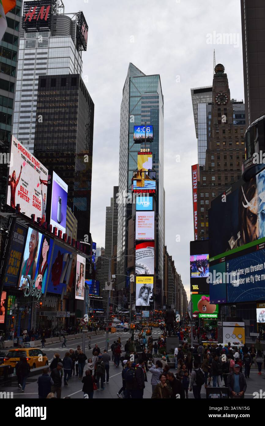 Times Square in New York City, alive with bright screens and dynamic ...