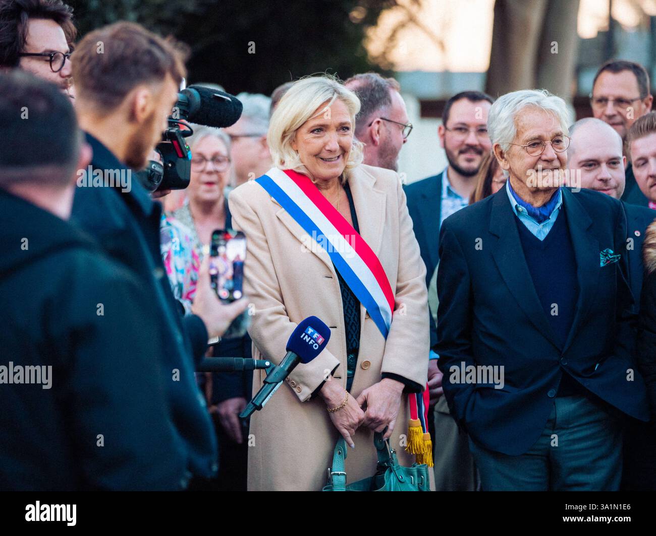 Henin Beaumont, France. 09th Mar, 2025. Marine Le Pen and Brigitte ...