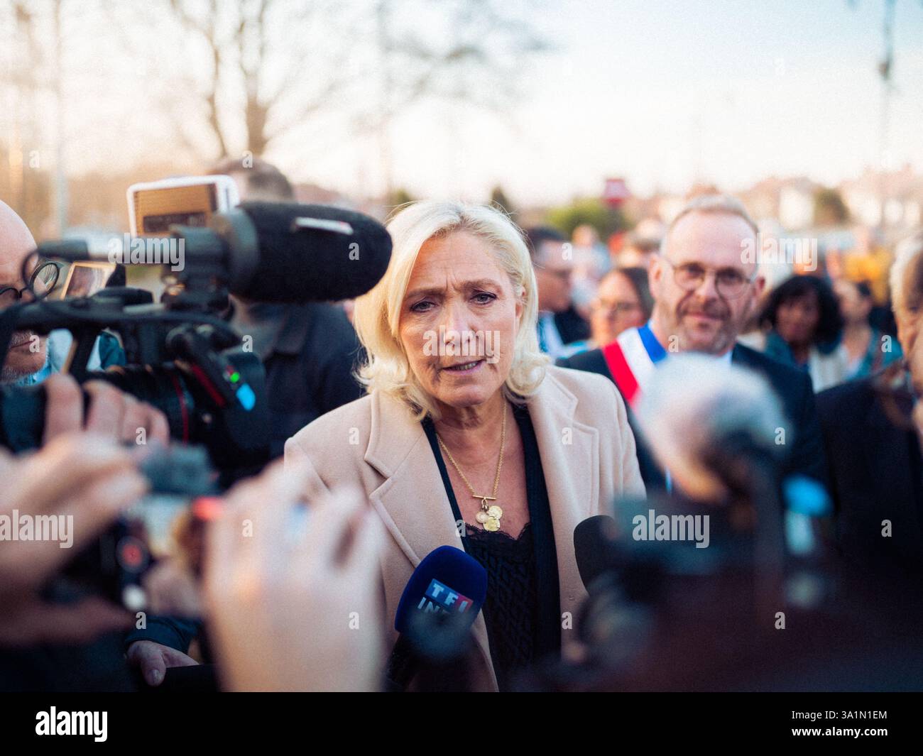 Henin Beaumont, France. 09th Mar, 2025. Marine Le Pen inaugurating the ...