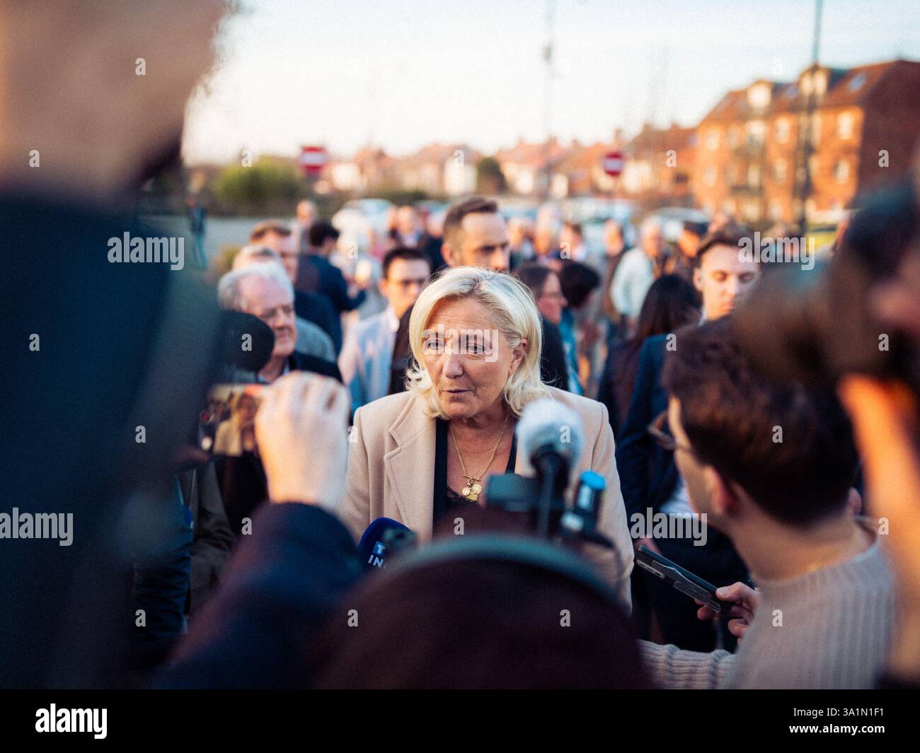 Henin Beaumont, France. 09th Mar, 2025. Marine Le Pen inaugurating the ...