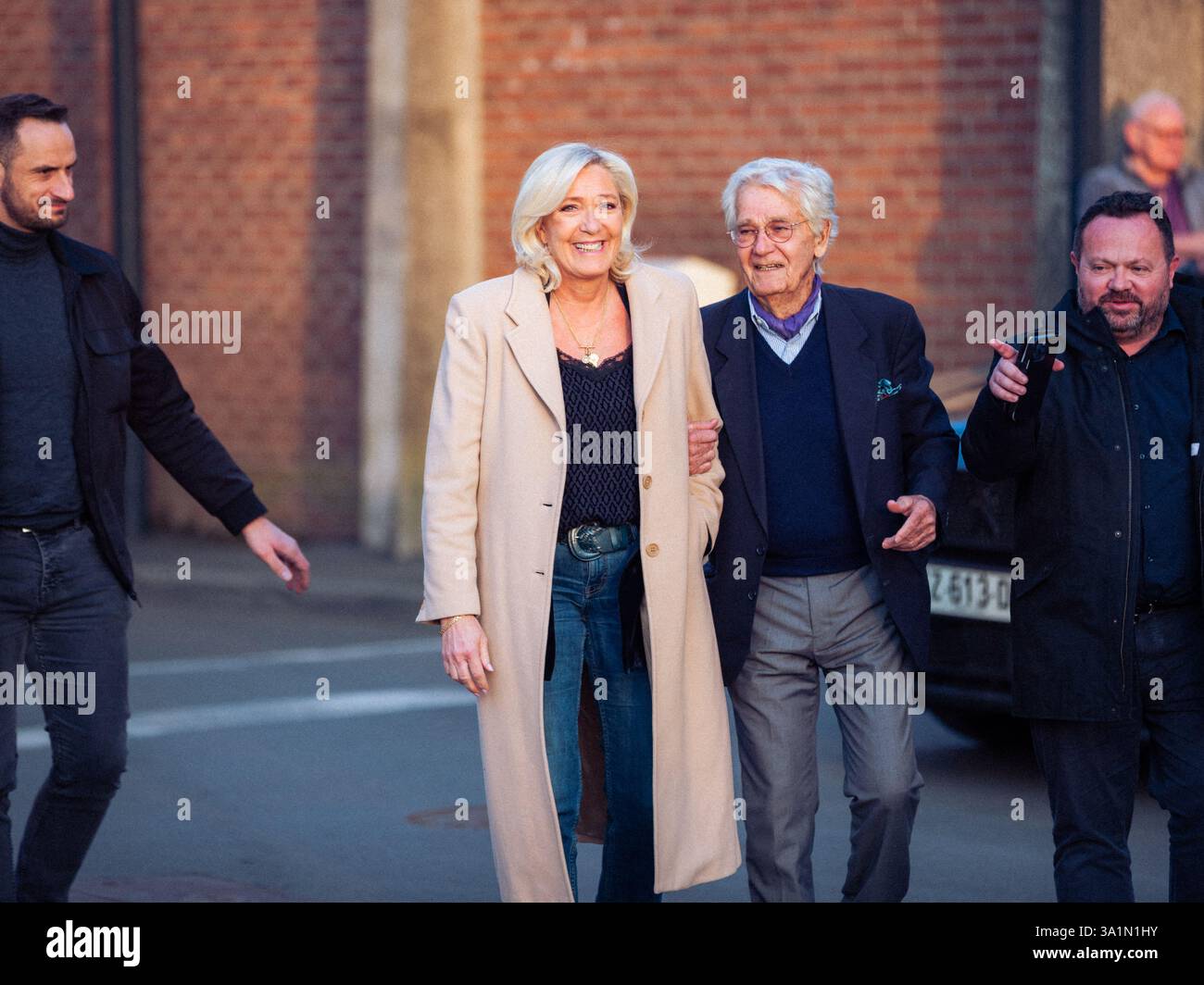 Henin Beaumont, France. 09th Mar, 2025. Marine Le Pen, Brigitte Bardot ...
