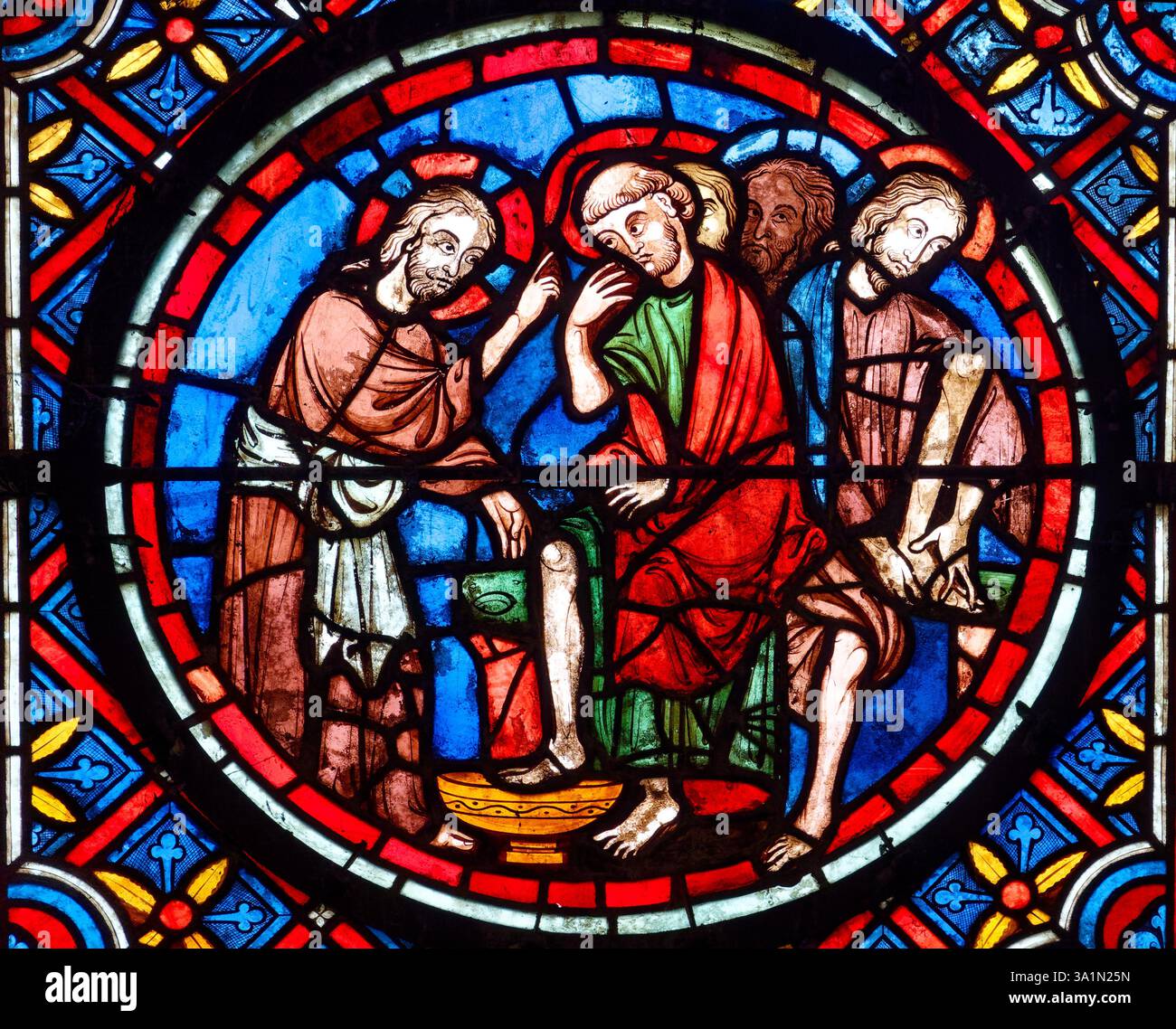 Saint Julien du Sault, FRANCE - 01-28-2025: Stained glass (19th century ...