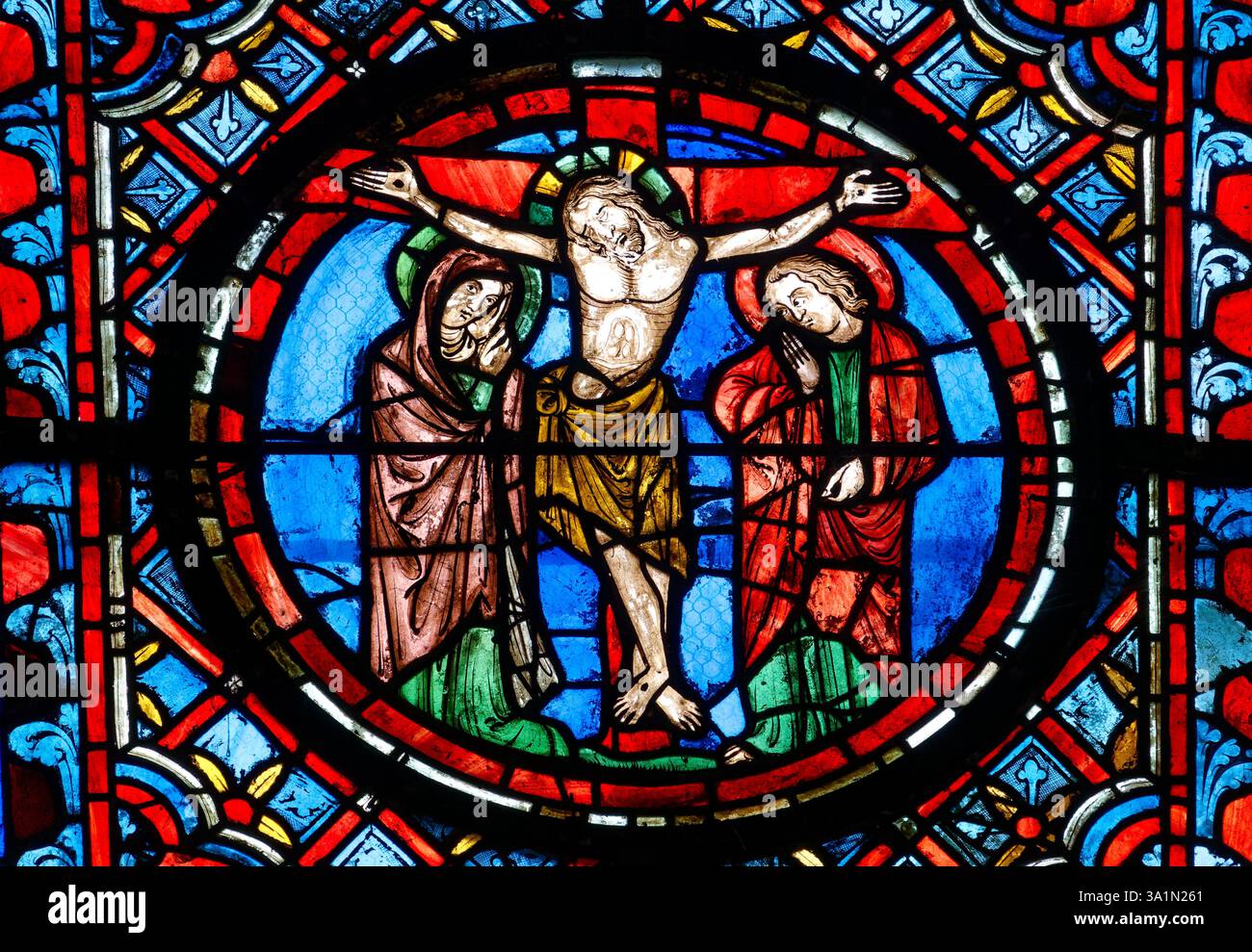 Saint Julien du Sault, FRANCE - 01-28-2025: Stained glass (19th century ...