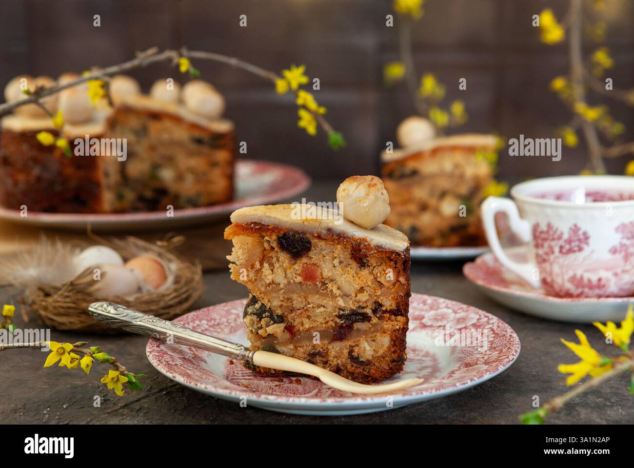 Homemade Simnel Cake traditional English Easter marzipan cake Stock ...