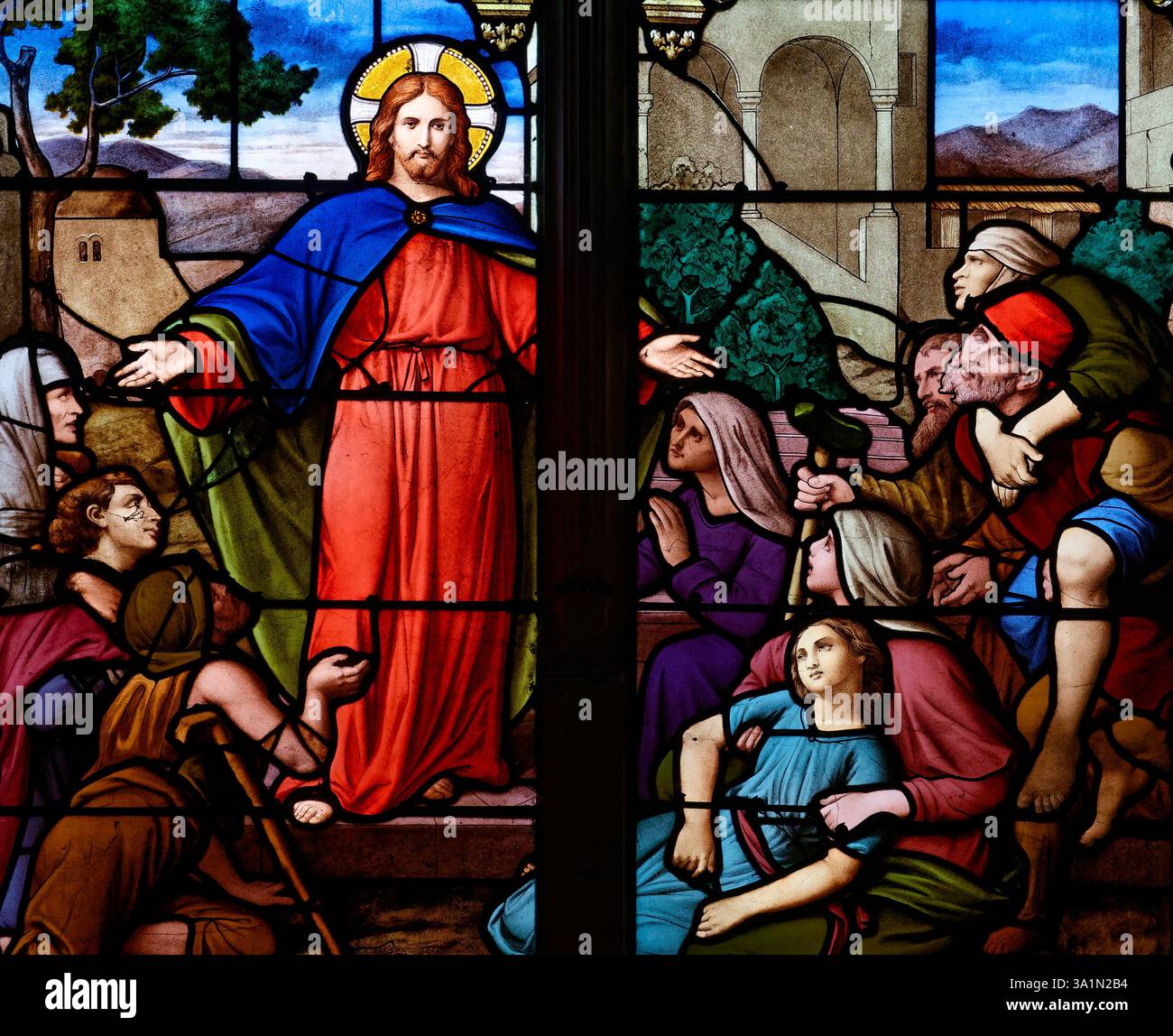 Saint Valérien, FRANCE - 01-28-2025: Stained glass (19th century) of ...