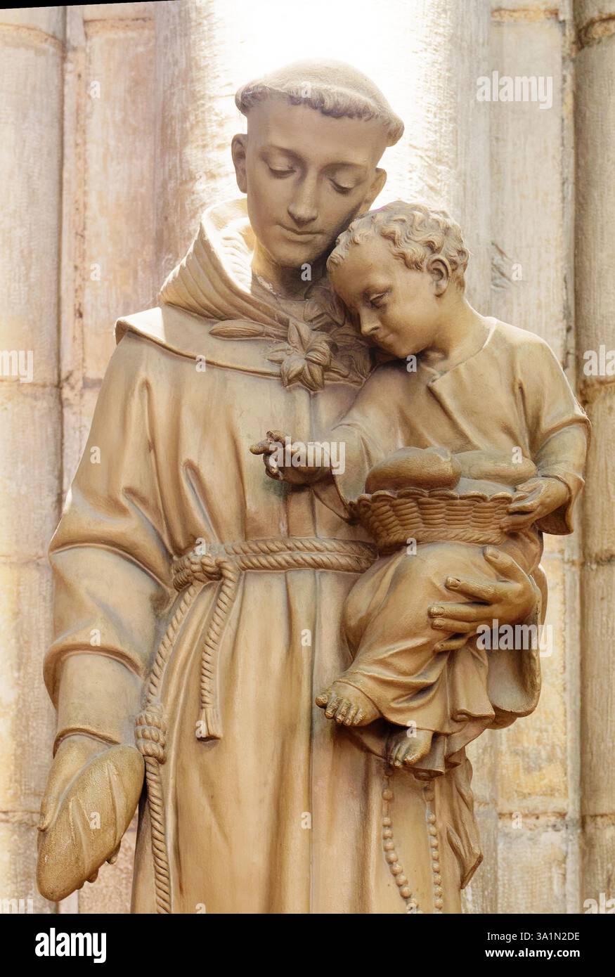 Dole, FRANCE, 2025-02-14: Statue (19th century) of Saint Anthony of ...