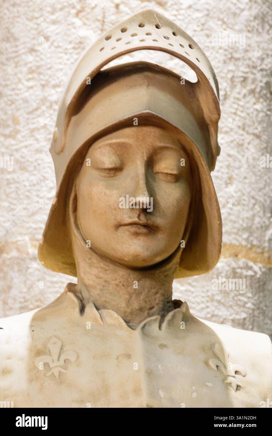 Amiens, FRANCE, 02-15-2025: Statue (19th century) of Saint Joan of Arc or Sainte Jeanne d'Arc ...