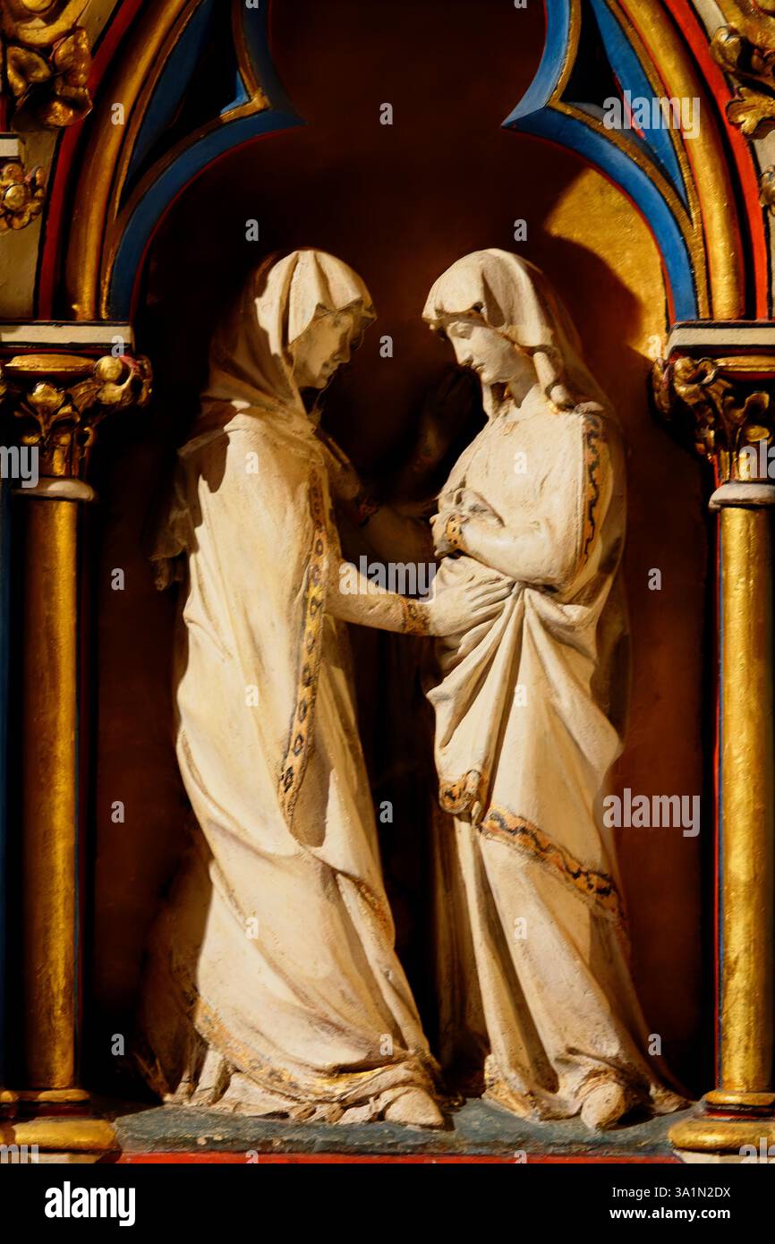 Amiens, FRANCE, 02-15-2025: Statue (19th century) of Visitation of the ...