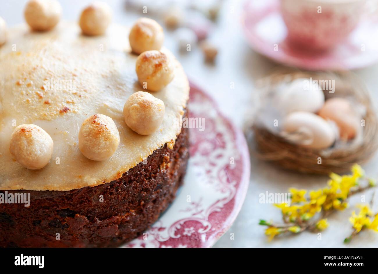 Homemade Simnel Cake traditional English Easter marzipan cake Stock ...