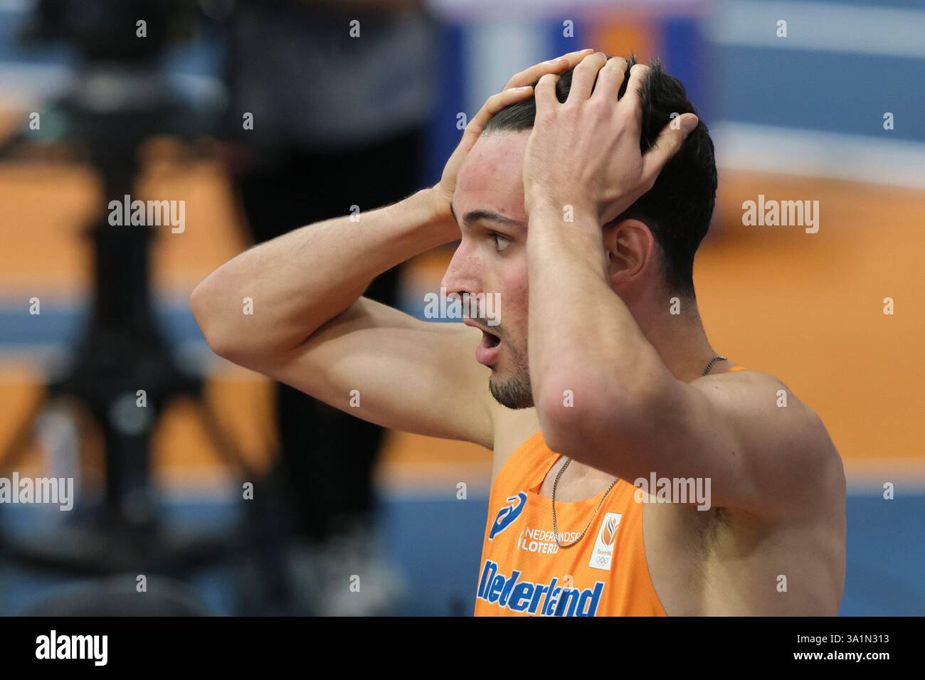 Winner Netherlands' Samuel Chapple, centre, celebrates after the 800m ...