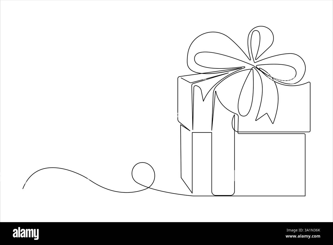 Continuous one line art drawing of gift box Presents with ribbon bow ...