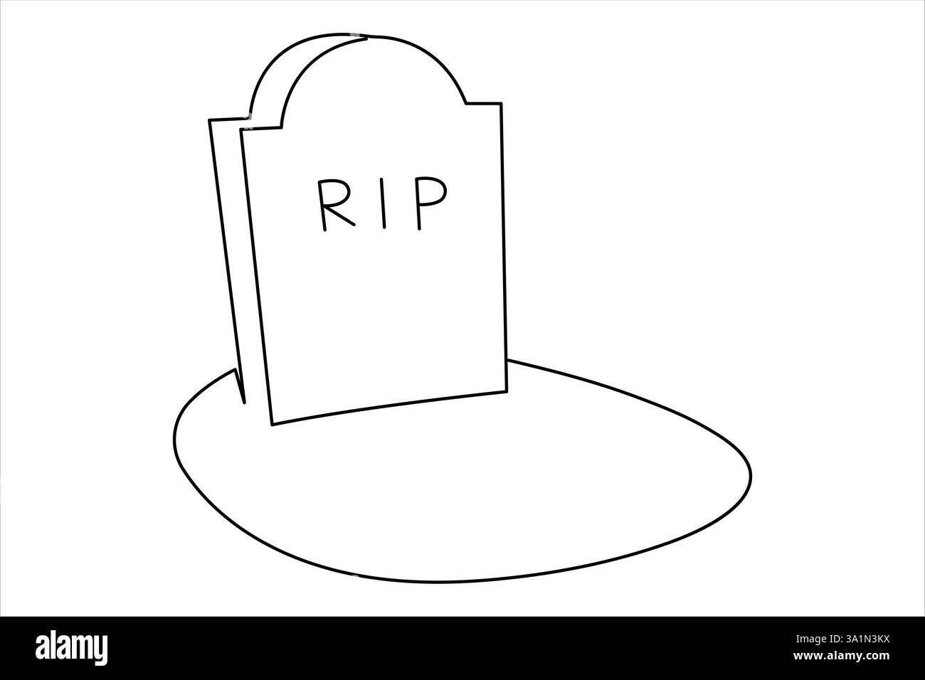 Gravestone R.I.P continuous one line art drawing of Halloween, grave ...