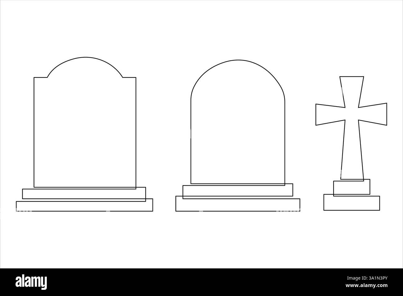 Gravestone R.I.P continuous one line art drawing of Halloween, grave ...