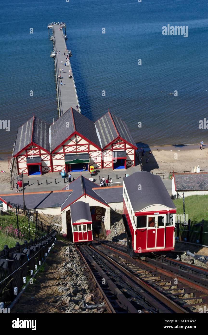 Saltburn Victorian waterbalance cliff lift, North Yorkshire, UK Stock ...