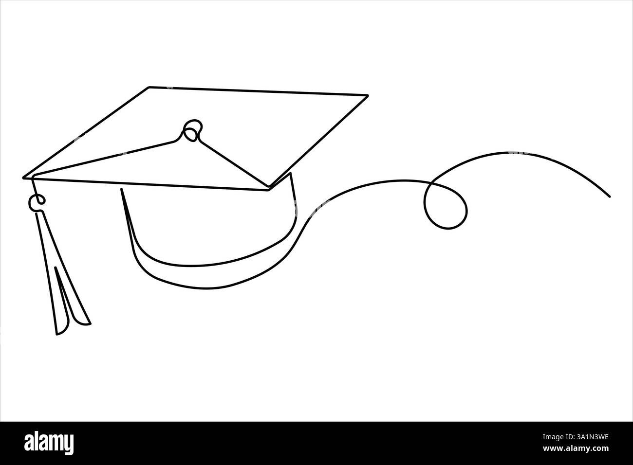 Continuous cap one line art drawing of graduation hat concept outline ...