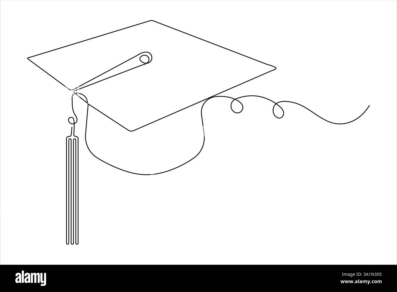 Continuous cap one line art drawing of graduation hat concept outline ...